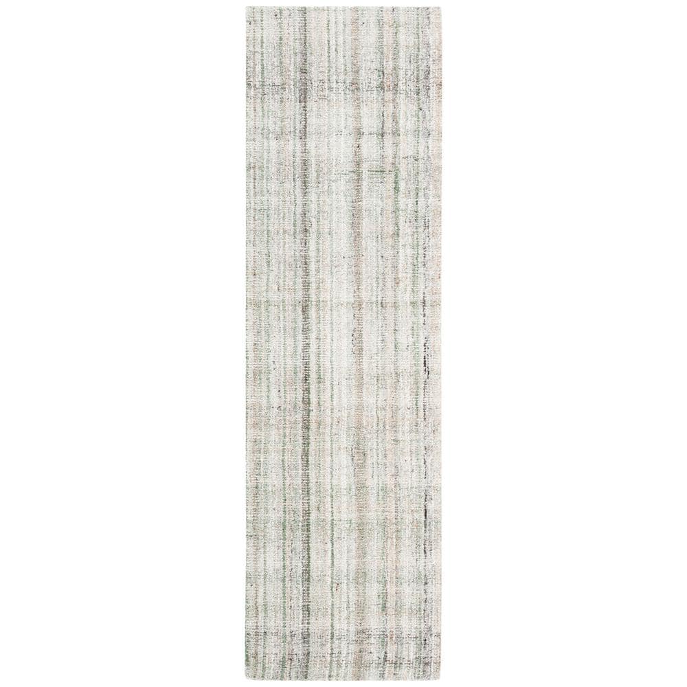 SAFAVIEH Abstract Green/Sage 2 ft. x 6 ft. Distressed Striped Runner ...