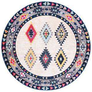 SAFAVIEH Adirondack Ivory/Gray 6 ft. x 6 ft. Chevron Diamond Round Area ...