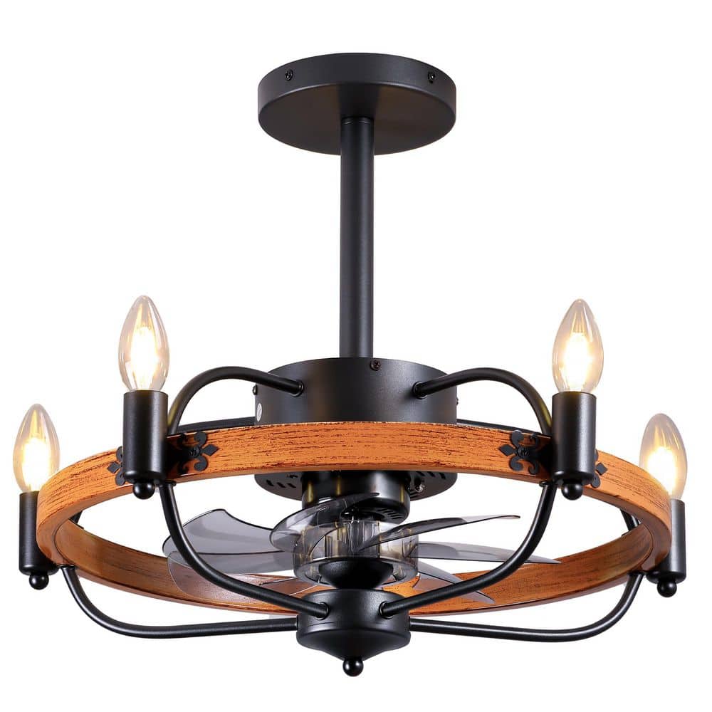Seasonize 20.5 in. Black Farmhouse Ceiling Fan Caged Ceiling Fan Indoor ...