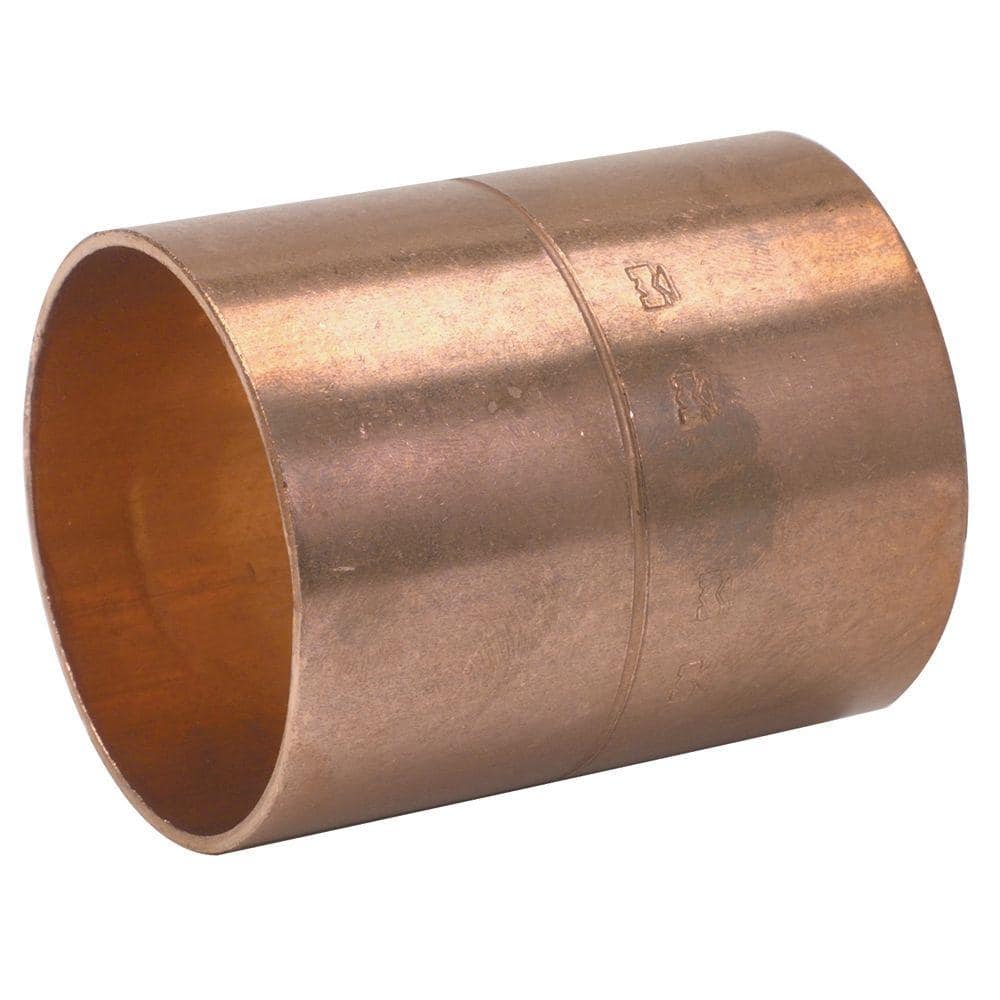 Everbilt 1/2 in. Copper Pressure Cup x Cup Coupling with Stop Fitting W ...