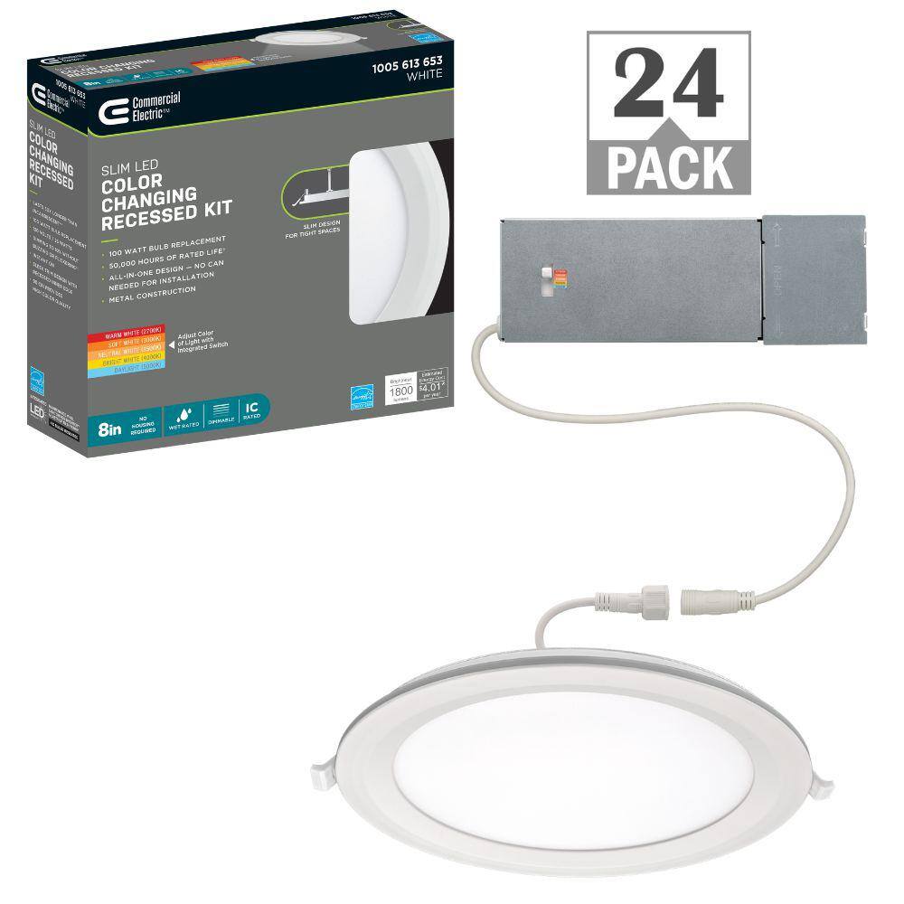 Commercial Electric 8 in. Canless Integrated LED Recessed Light Trim ...