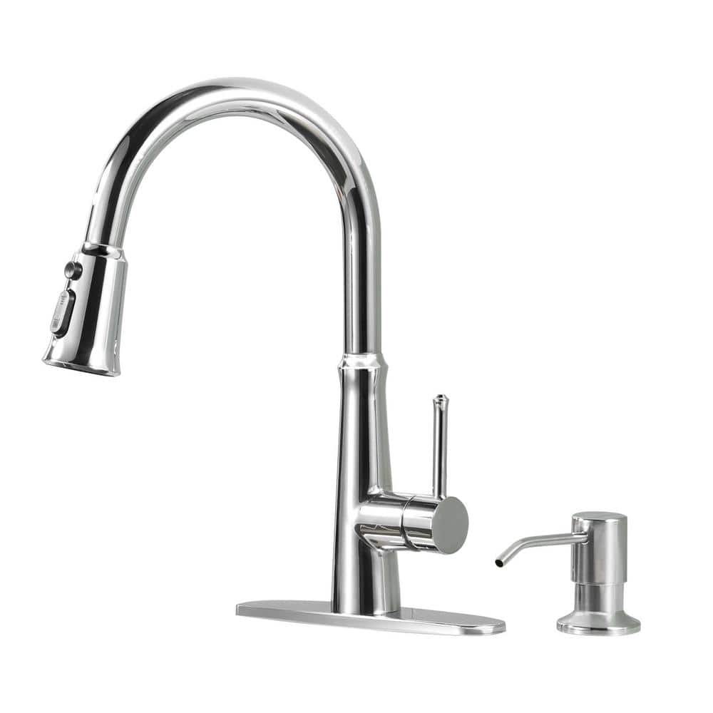 Single Handle Pull Down Sprayer Kitchen Faucet with Deckplate and Soap ...
