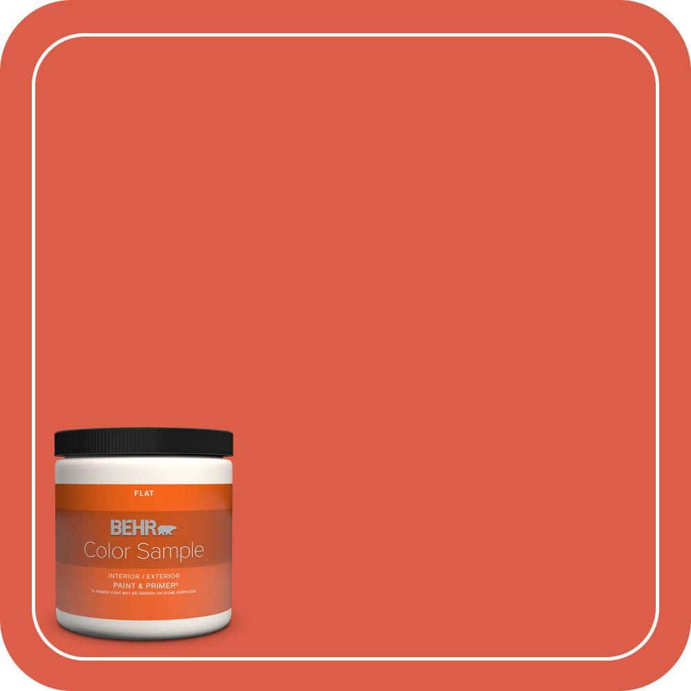 BEHR PREMIUM PLUS 8 oz. #P180-6 Pimento Flat Interior/Exterior Paint ...