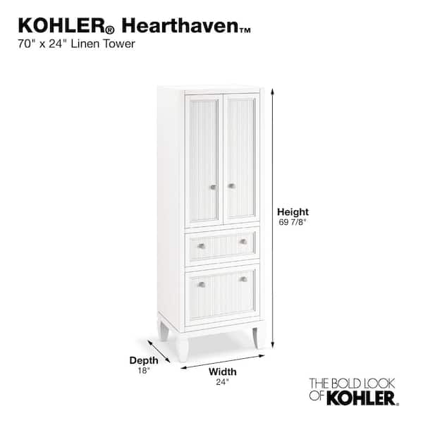 KOHLER Hearthaven 24 in. W Linen Cabinet in White K 33540 ASB 0