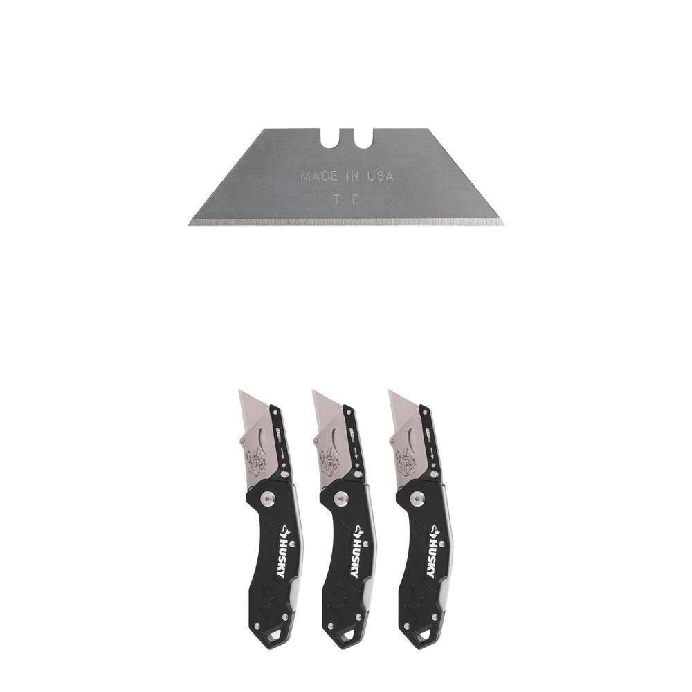 Husky Heavy-Duty Utility Blades Dispenser (100-Pack) and HUSKY Folding ...