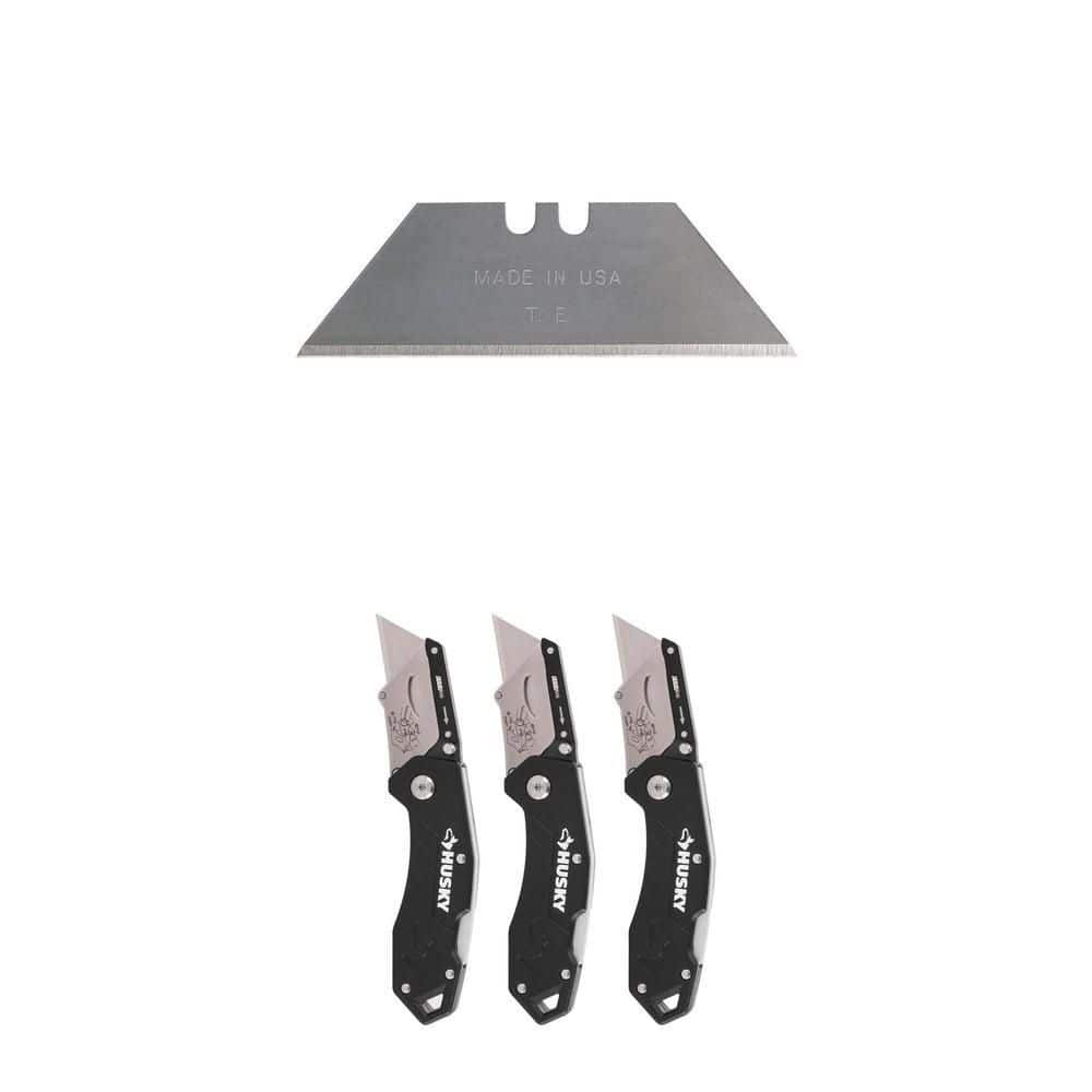 Husky Heavy-Duty Utility Blades Dispenser (100-Pack) and HUSKY Folding ...