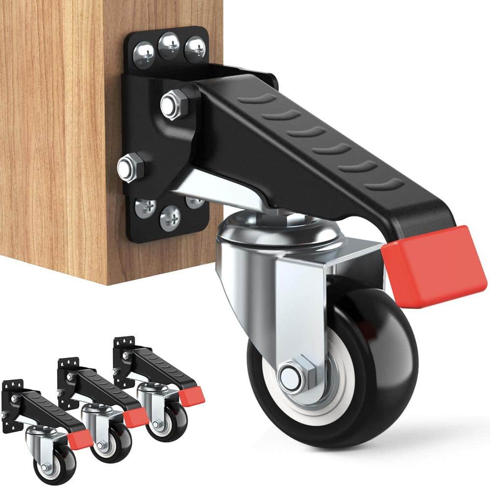 Angel Sar 2.5 in. Black Heavy Duty Retractable Bench Caster Wheels with ...