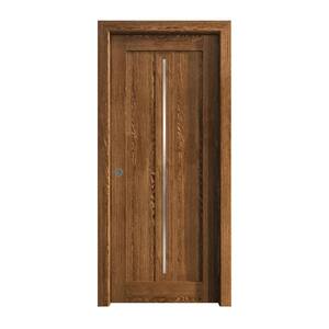 Sartodoors 36 in. x 80 in. Frosted Glass Cognac Oak Solid Wood Double ...