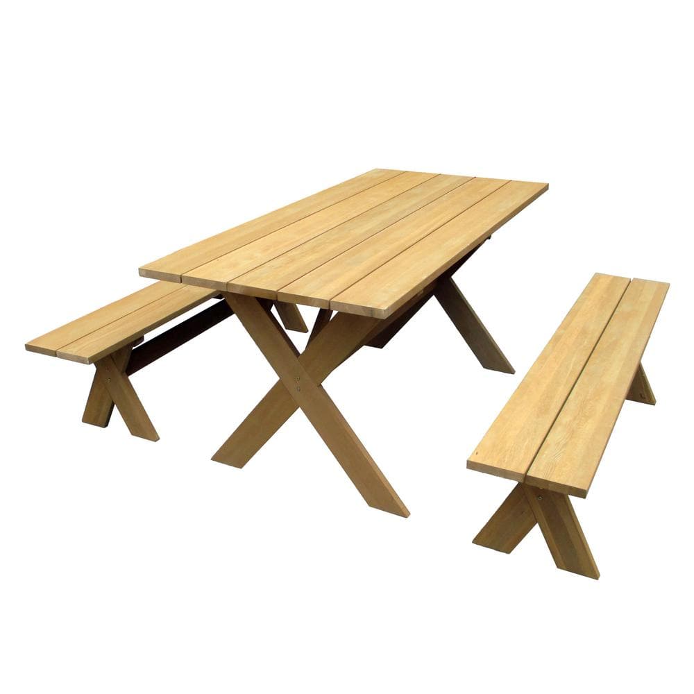 northbeam X- Frame 60 in. Hemlock Rectangular Picnic Table Dining Set ...
