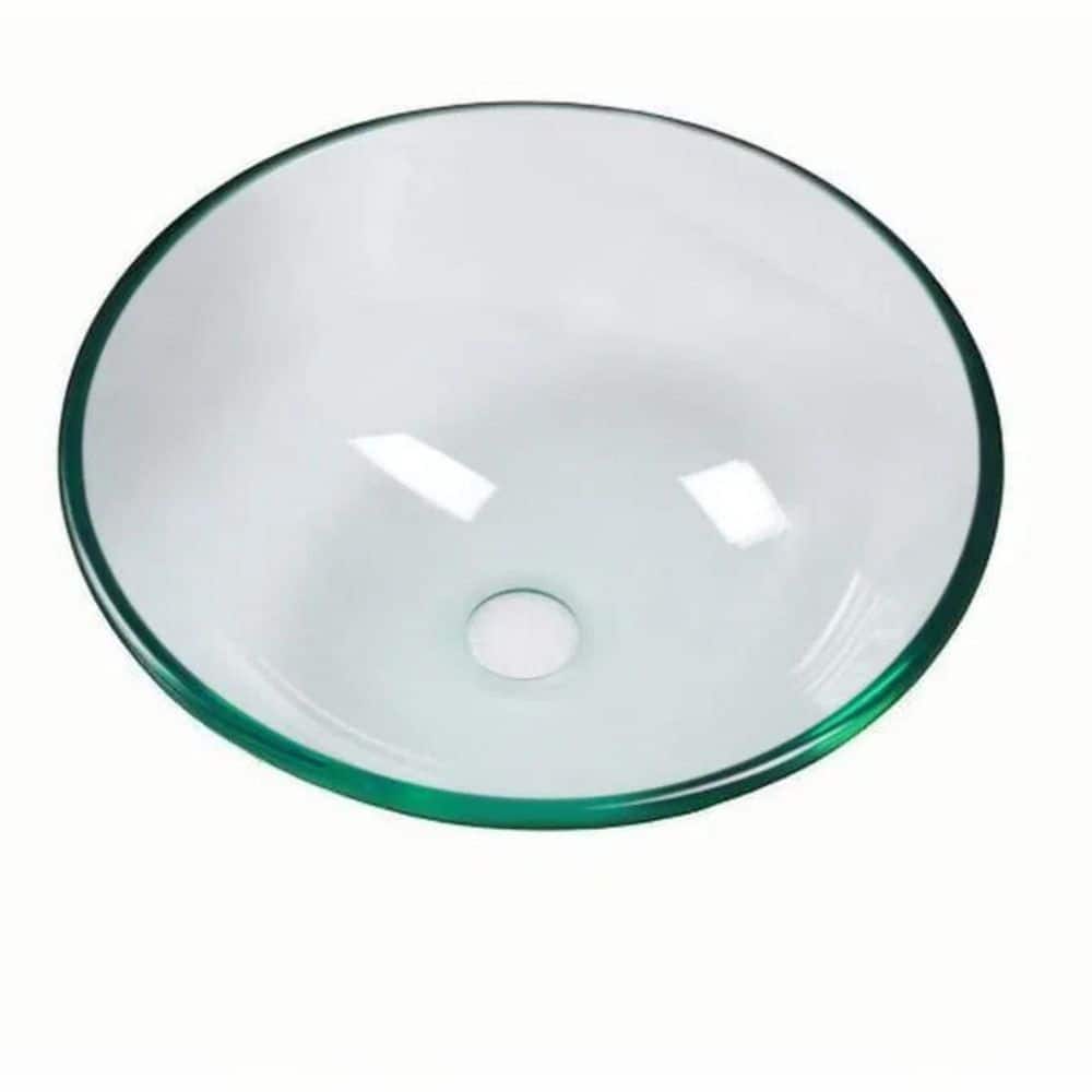 cadeninc 14 in. Round Bathroom Artistic Tempered Glass Vessel Bathroom ...