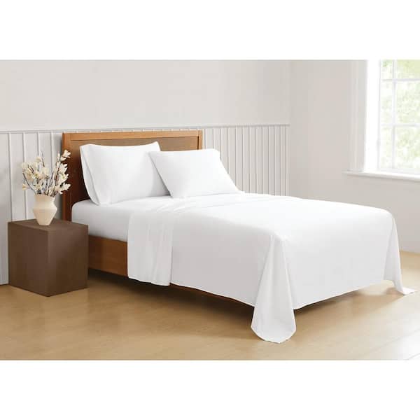 Truly Soft Green Solid Recycled Polyester White King 4 Piece Sheet Set ...