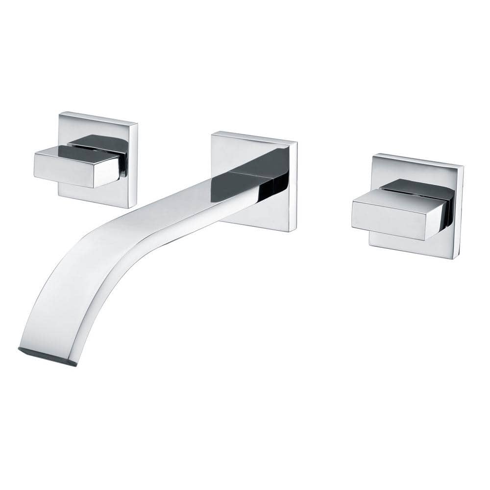 SUMERAIN Waterfall Double Handle Wall Mounted Bathroom Faucet with ...