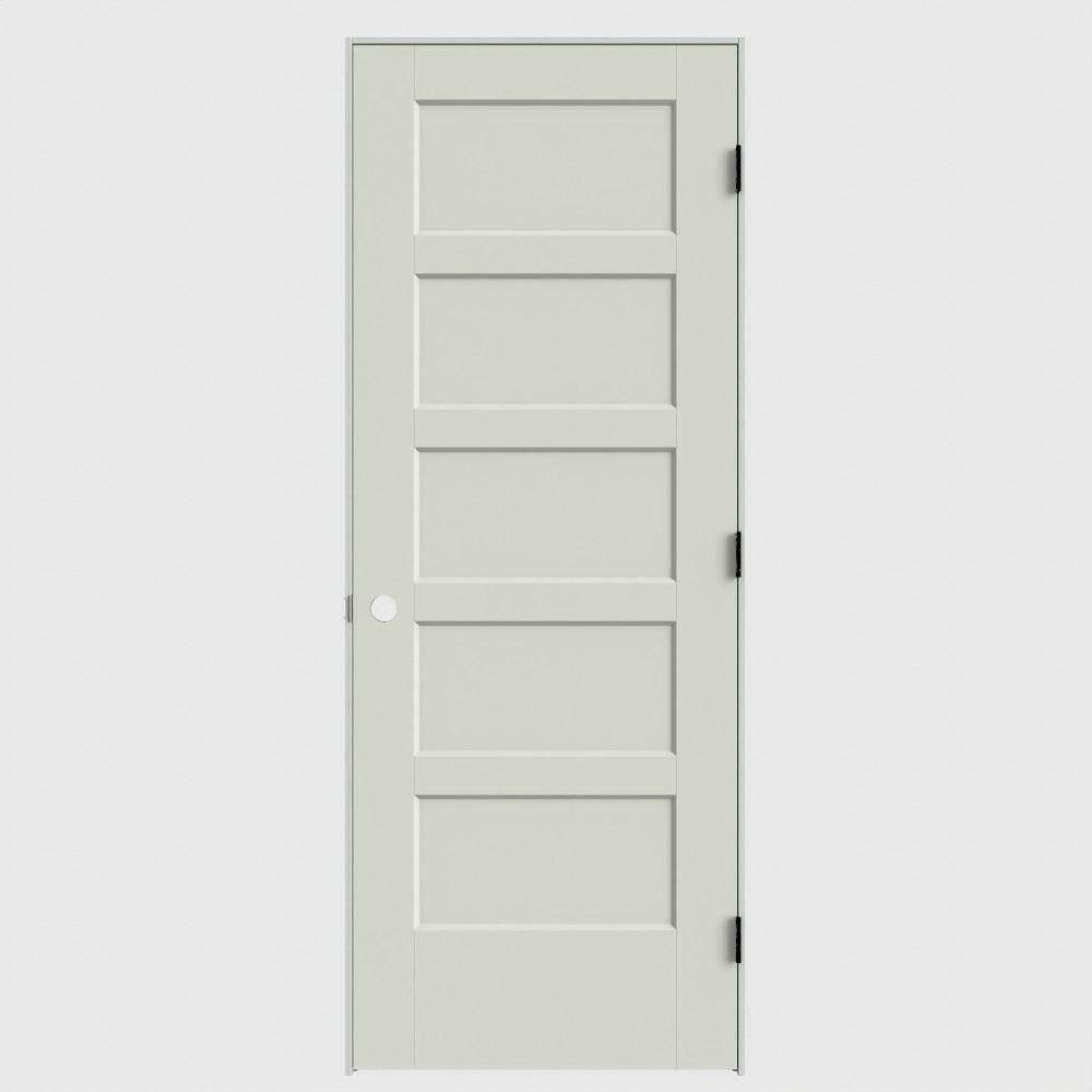 Masonite 30 in. x 80 in. 5-Panel Bayshore Left-Hand Solid Core Ivory ...