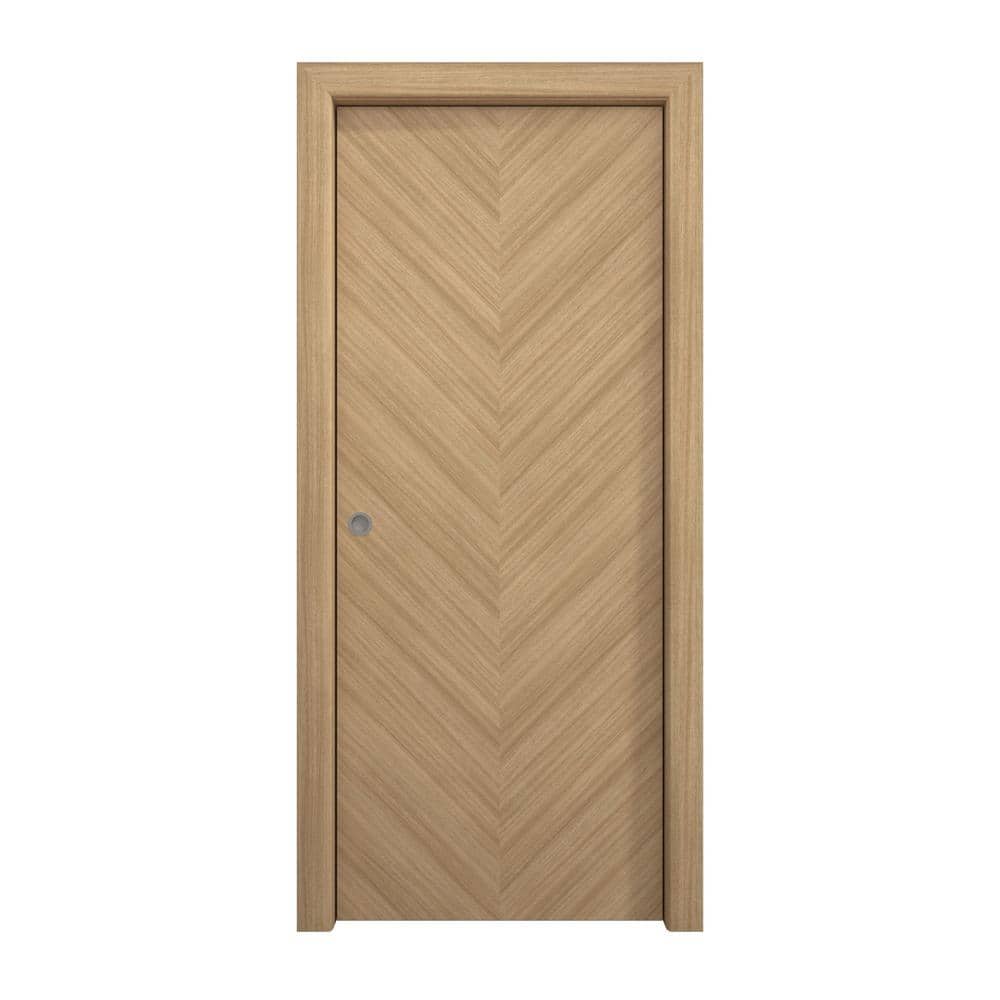 Sartodoors 36 in. x 96 in. Natural Oak Solid Wood Pocket Door With ...
