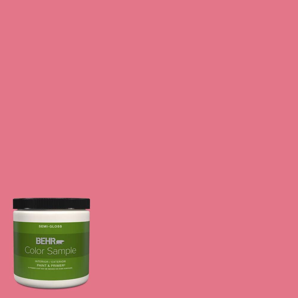 BEHR PREMIUM PLUS 8 oz. #120B-6 Watermelon Pink Semi-Gloss Interior ...
