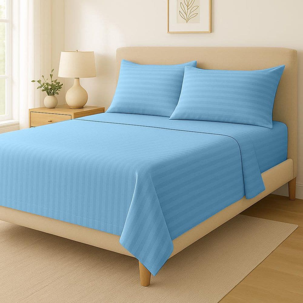 800 Thread Count 4 Piece Teal Striped 100% Cotton California King Deep Pocket Sheet Set 800 ...