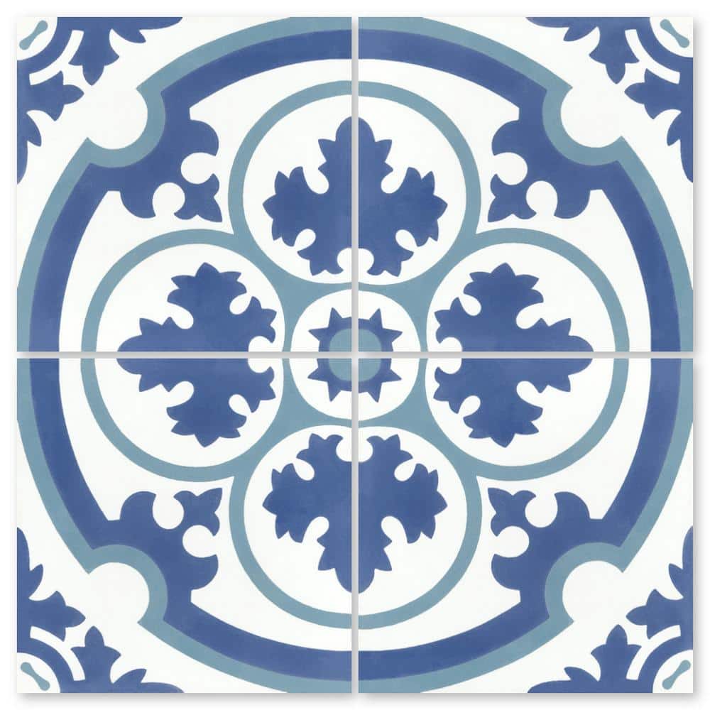 Villa Lagoon Tile Danielle Admiral 8 in. x 8 in. Cement Handmade Tile ...