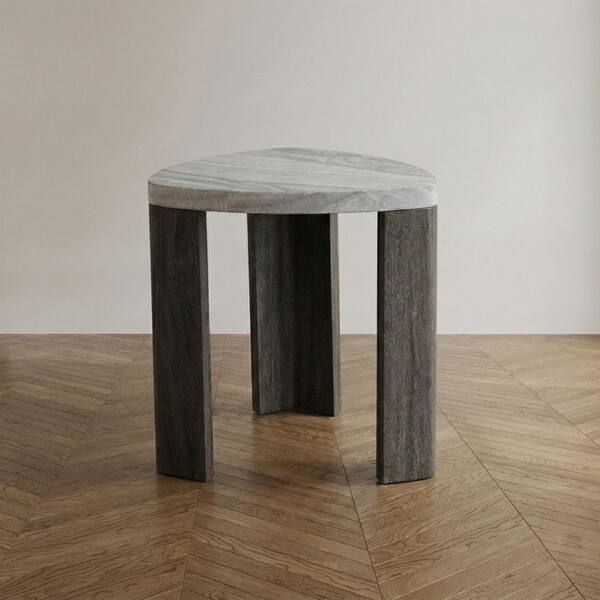 Furniture of America Otis 23.7 in. Gray Triangle Faux Marble Top End ...