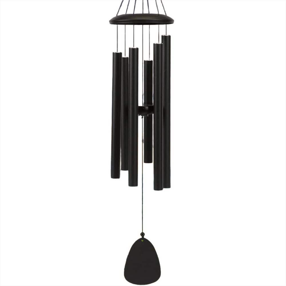 32 in. Black Aluminum Wind Chimes, Outdoor Deep Tone Memorial Chime for ...
