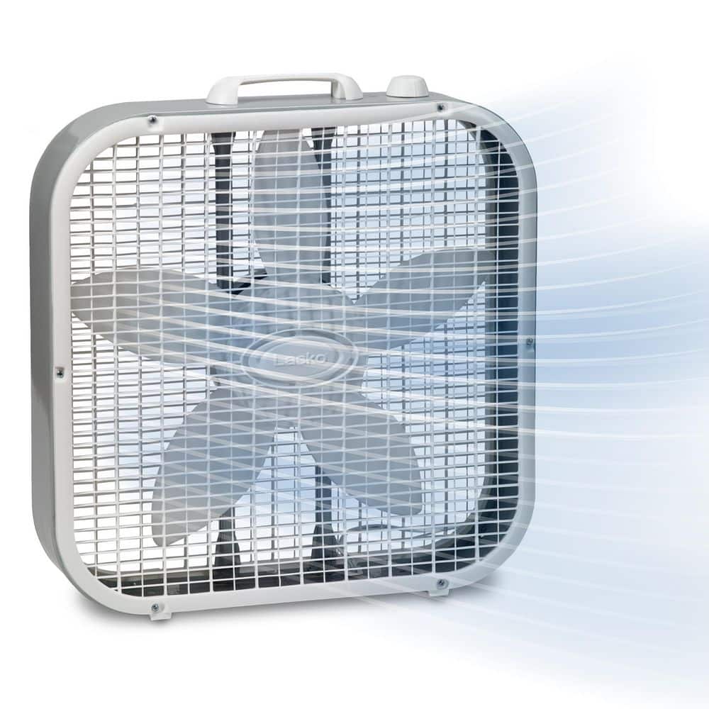 Lasko 20 in. 3 Speed Air Circulating Box Fan for Home in White with ...