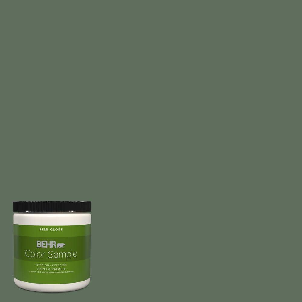 BEHR PREMIUM PLUS 8 oz. #450F-6 Whispering Pine Semi-Gloss Interior ...