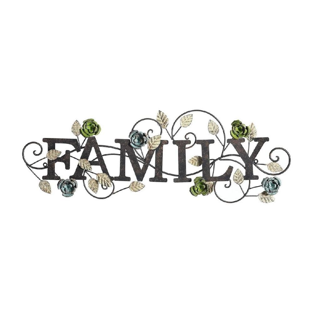 10 in. x 27 in. Multicolor Metal Work with Family Signs Wall Art Sign ...