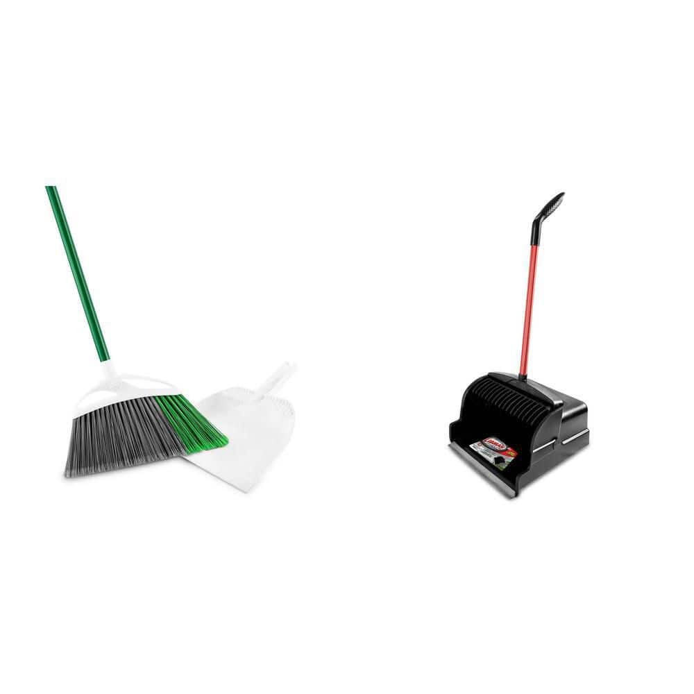 Libman 15 in. Extra-Large Angle Broom and 16 in. Scoop Upright Dustpan ...
