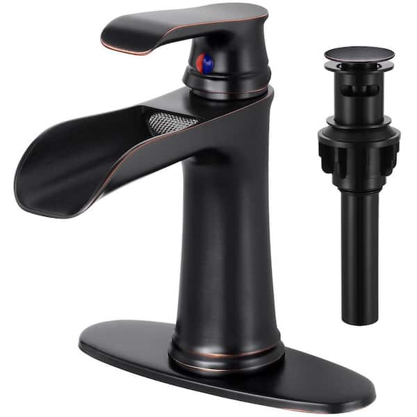 AKLFGN Single Handle Single Hole Waterfall Bathroom Faucet with ...
