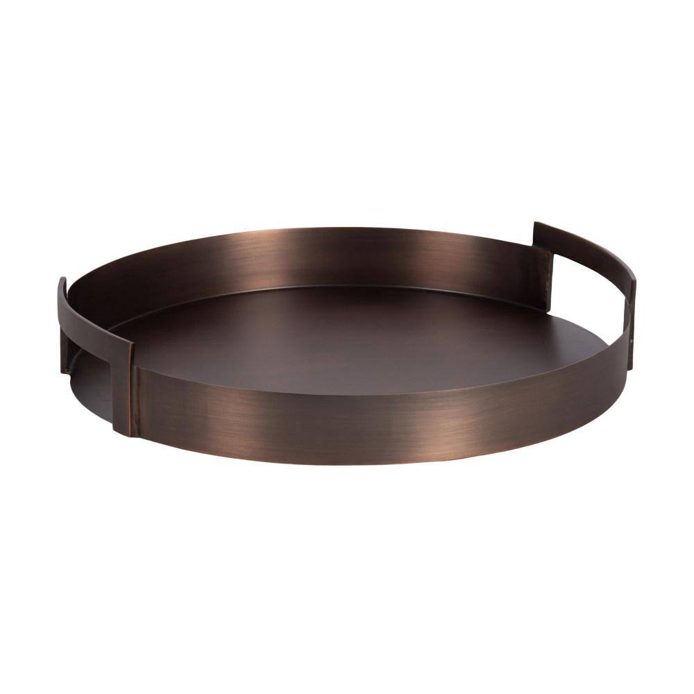 Kate and Laurel Myo Bronze Round Metal Decorative Tray 229091 - The ...