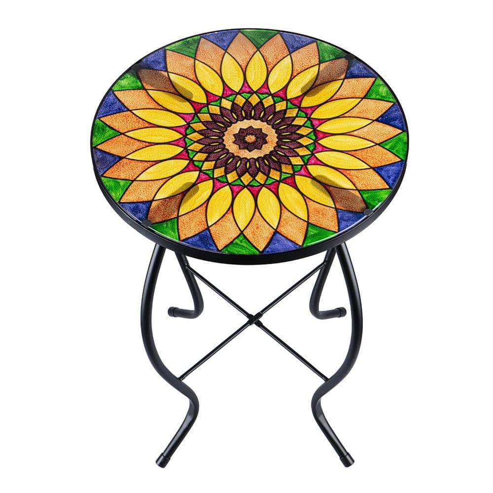 MOEPISY 14 in. Yellow Sunflower Outdoor Side Table 08YRCDLS4 - The Home ...