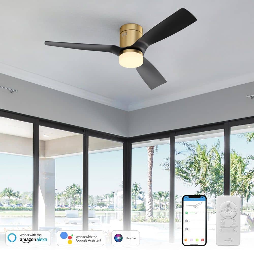 CARRO Striver 52 in. Indoor Gold Smart Ceiling Fan with Dimmable LED ...