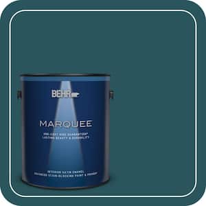 BEHR PREMIUM PLUS 8 oz. #MQ6-01 Ocean Abyss Satin Enamel Interior ...