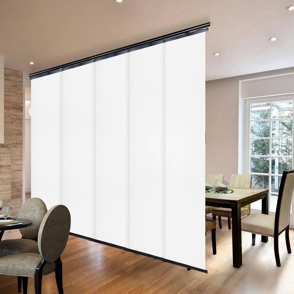 EMOH Alabaster 58 in. to 110 in. W x 94 in. L Adjustable 5-Panel, Black ...