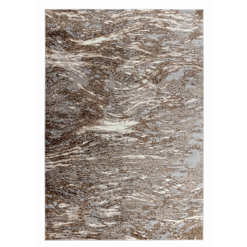 Rug Branch Sakarya Collection Brown Grey 7 ft. x 10 ft. Abstract Modern ...
