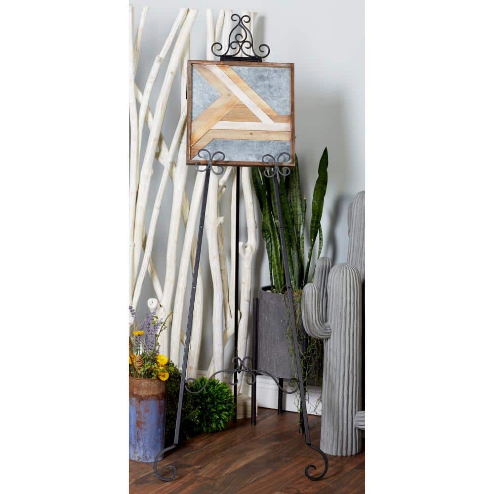 Litton Lane 67 in. Black Metal Large Free Standing Adjustable Display ...