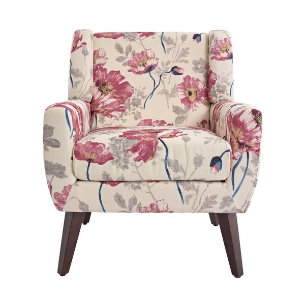 Uixe Pink Floral Pattern Linen Upholstery Arm Chair (Set of 1) IDF-SF0003-PTWH - The Home Depot