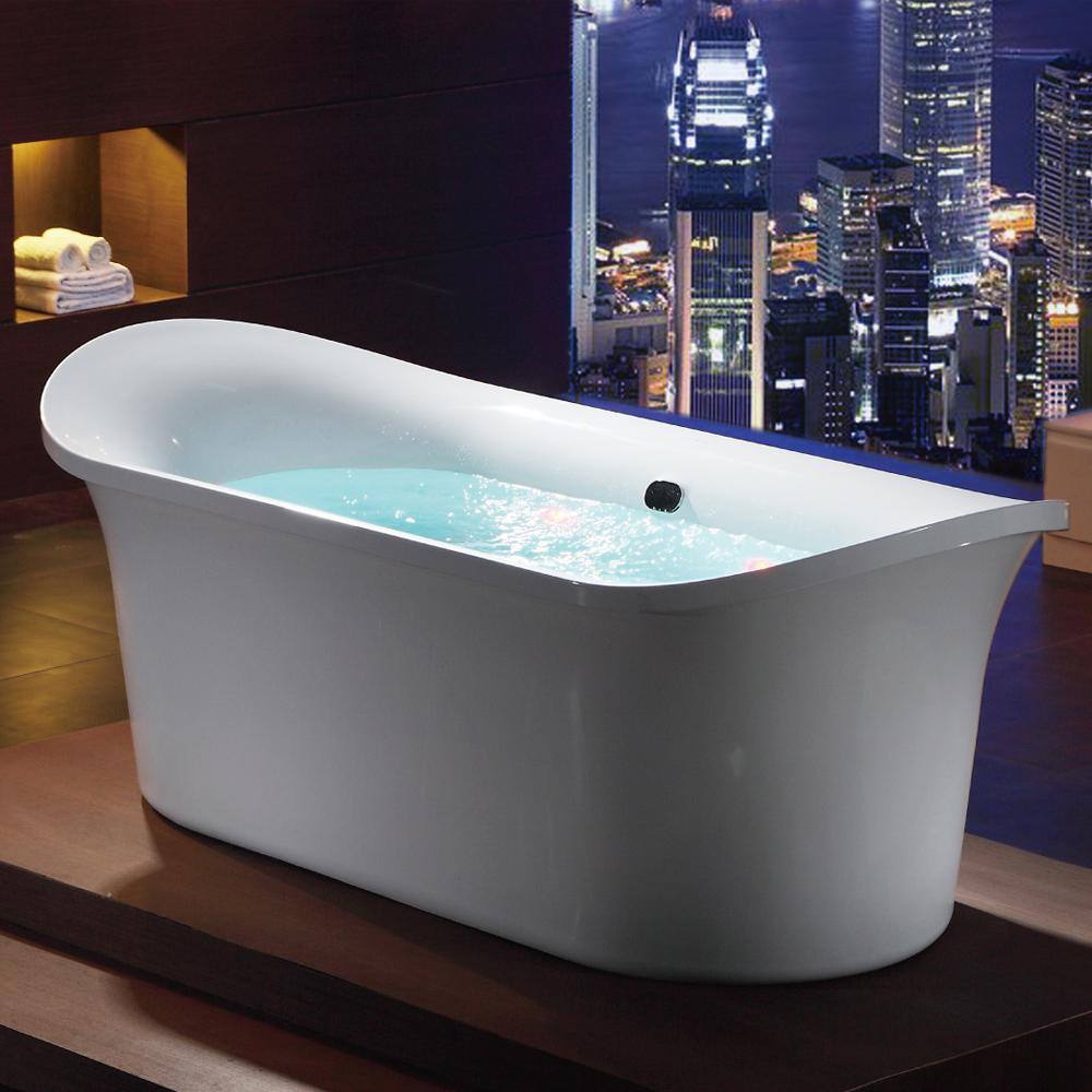 EAGO 75 in. Acrylic Flatbottom Air Bath Bathtub in White AM1900 - The ...