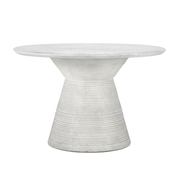 Benjara Fen White Round Concrete Outdoor Dining Table BM314734 - The ...