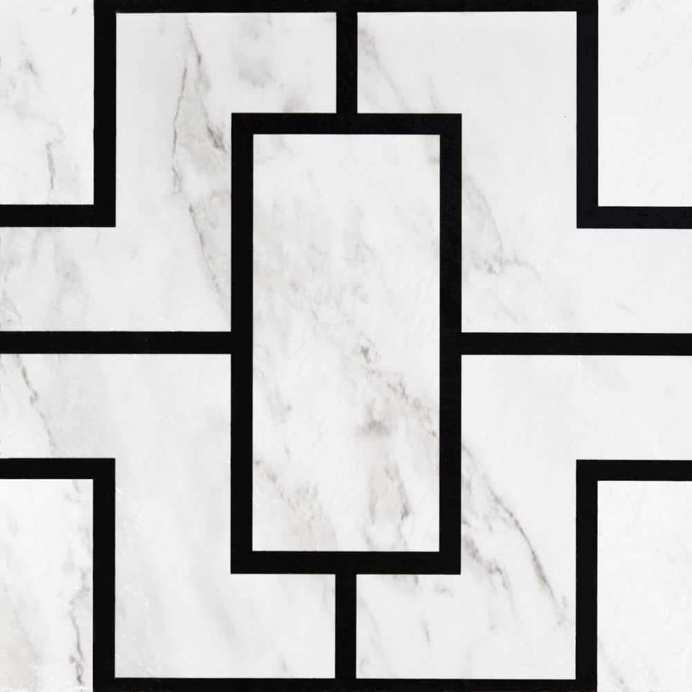 ACHIM Retro 12" x 12" 3 MIL White Marble Peel and Stick Self Adhesive ...