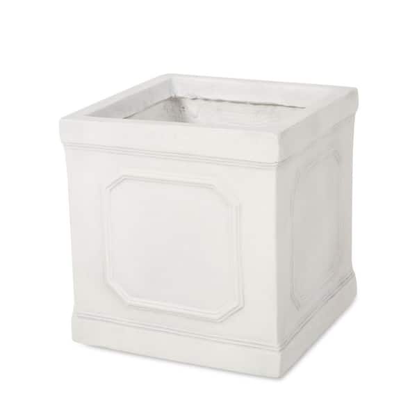 Jushua 11 in. H White Stone Planter with Drainage Hole and Stopper ZY ...