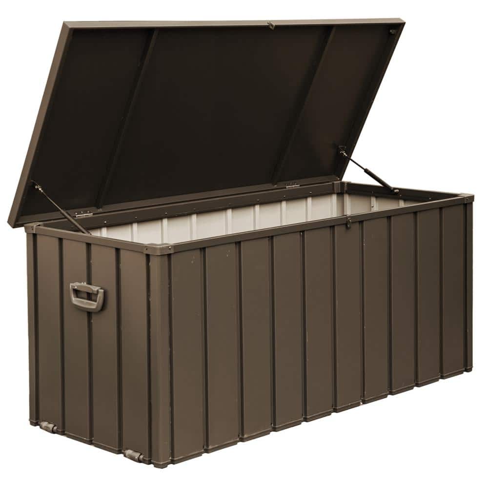 ToolCat 120 Gal. Dark Brown Outdoor Storage Deck Box Waterproof, Large ...