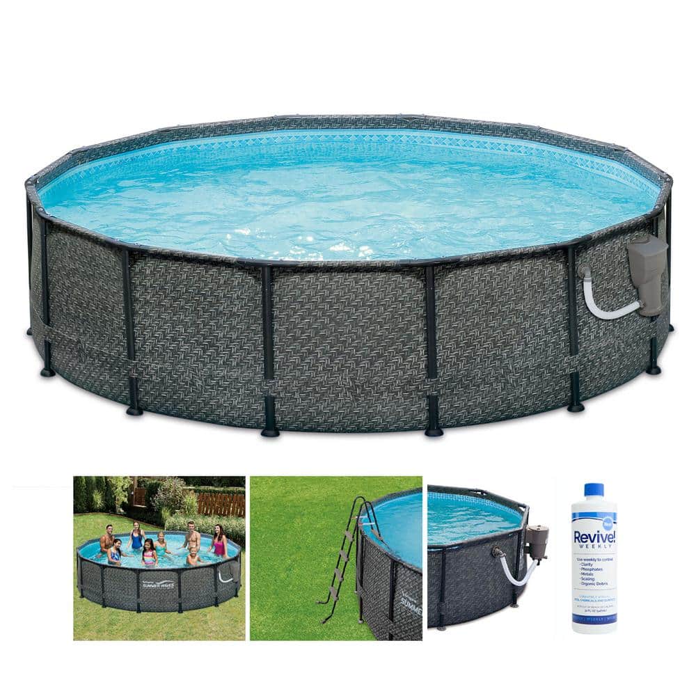 Summer Waves 14 ft. x 48 in. Outdoor Round Frame Above Ground Swimming ...