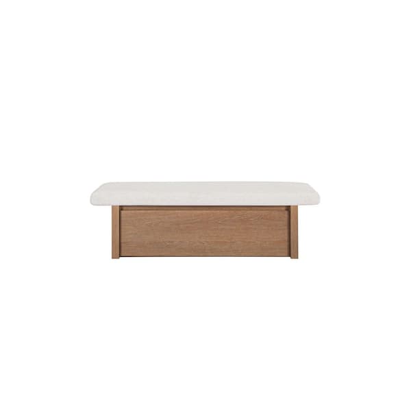 NADAAL STUDIOS Orielle 60 in. Oat Bedroom Bench Backless with Storage ...