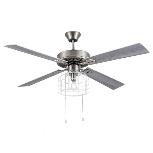 River of Goods Gretta 52 in. Nickel Cage Industrial-Style Ceiling Fan ...