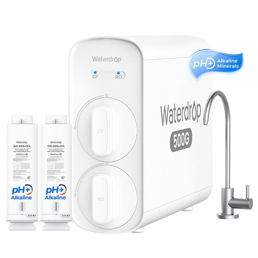 Waterdrop WD G5P500A Alkaline Mineral pH + Reverse Osmosis Water System 8 Stage 2:1 Pure to ...