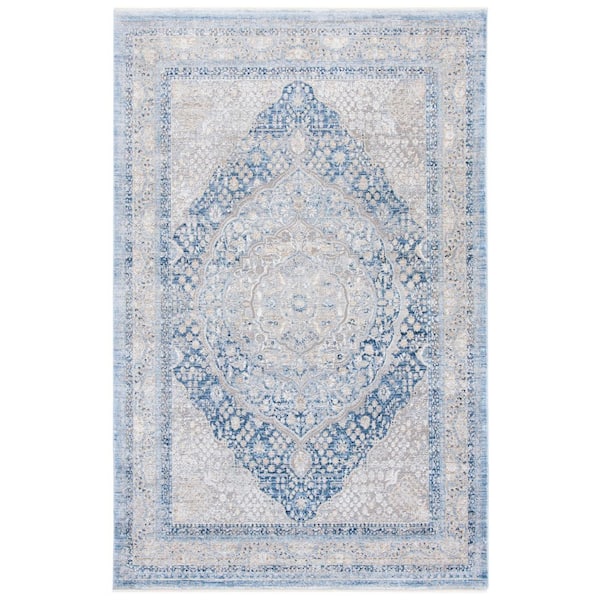 SAFAVIEH Dream 8 ft. x 10 ft. Navy/Gray Distressed Medallion Area Rug ...