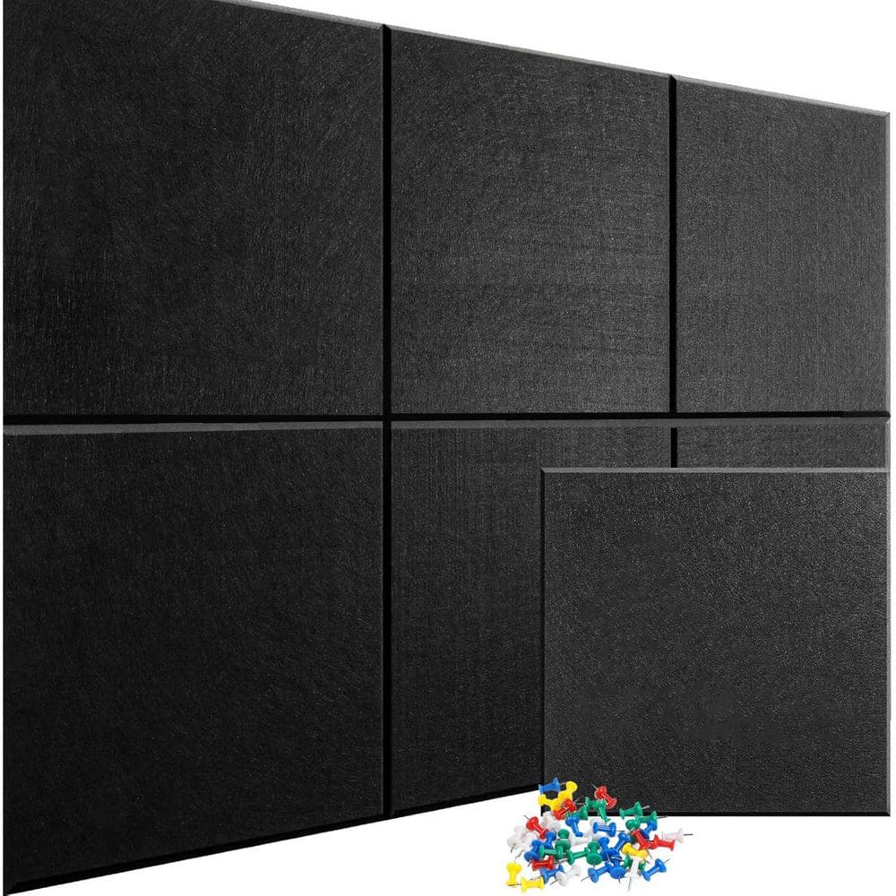 Afoxsos 24 x 36 Black Felt Reusable Wall Tiles with Pins and Non ...