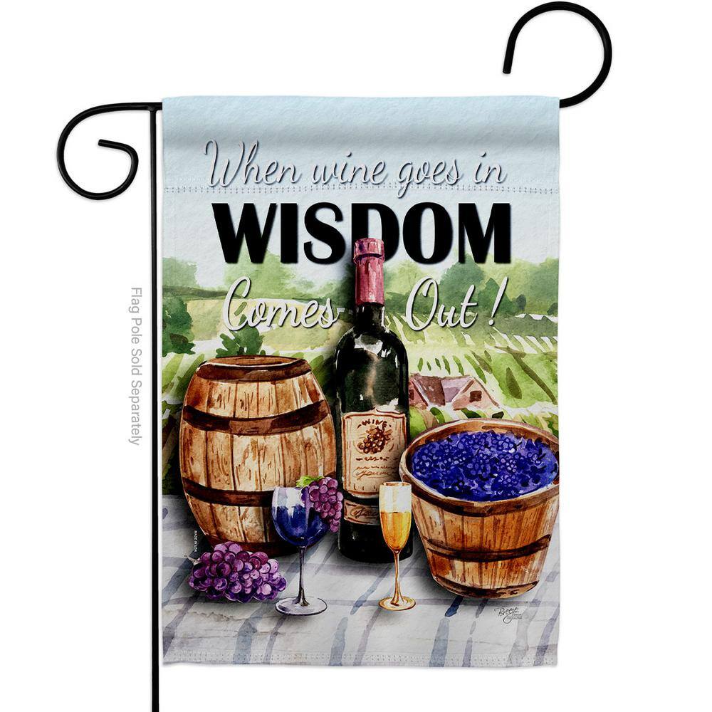 Breeze Decor 13 in. x 18.5 in. Wine in Wisdom Garden Flag Double-Sided ...