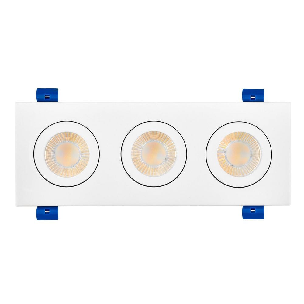 Maxxima 2 in. 3 Head LED Slim Square Recessed Floating Gimbal Downlight ...