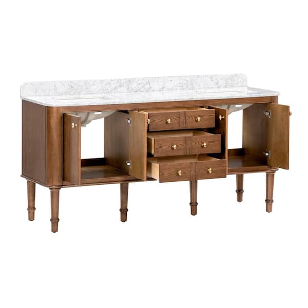 Home Decorators Collection Collette 72 in. Double Sink Cinnamon Oak ...